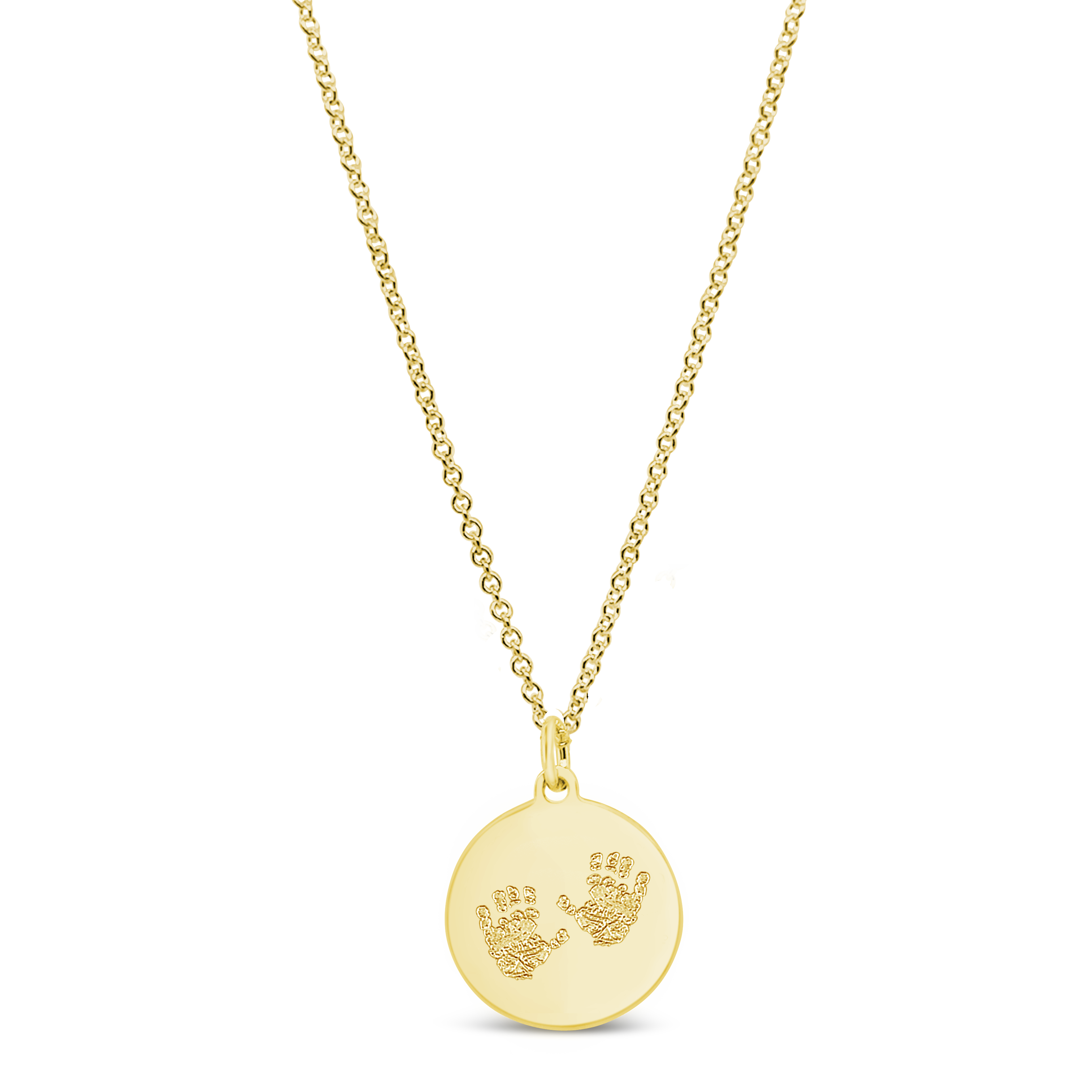 Custom Engraved Handprint Disc Necklace from Actual Handprints – Erica ...